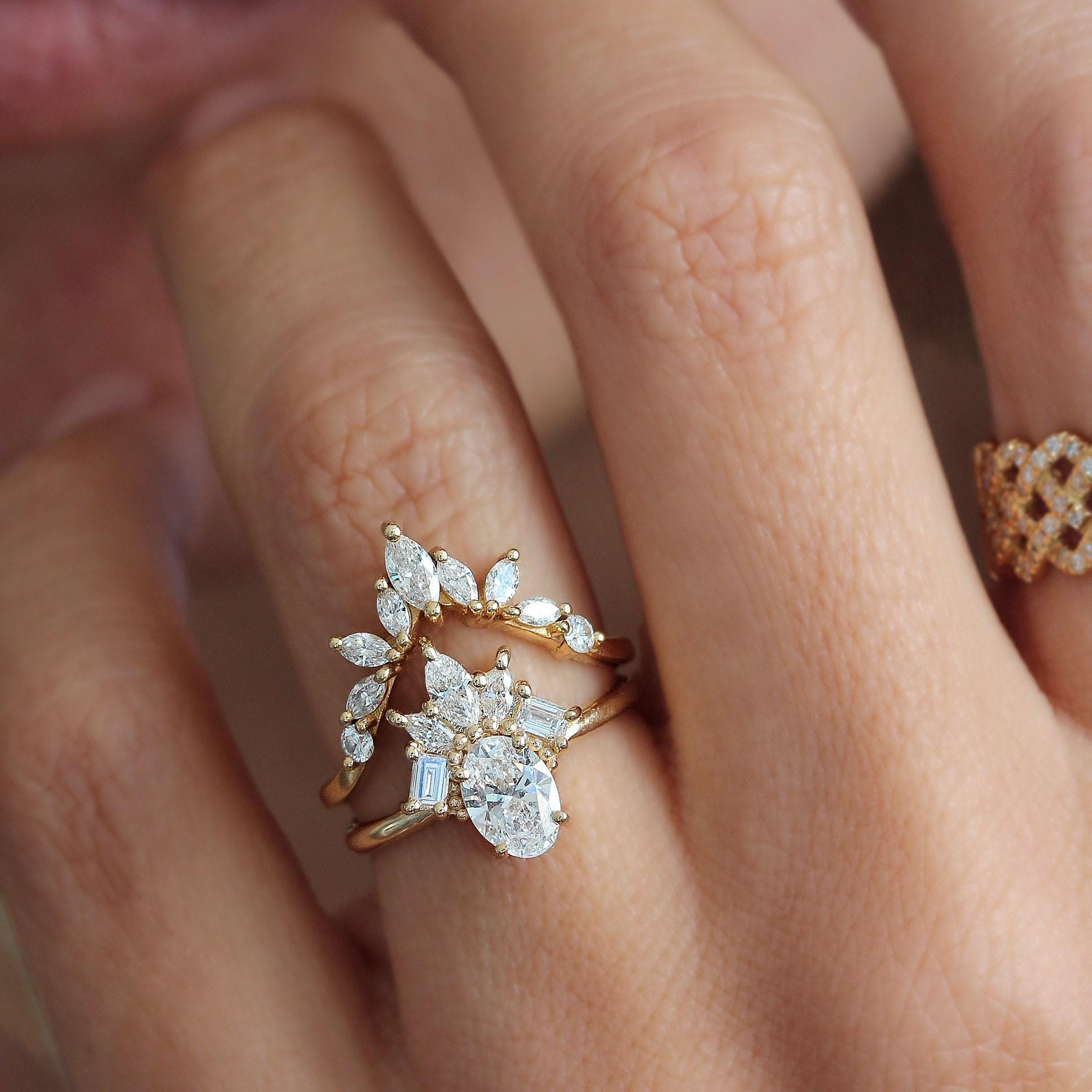 Asymmetrical Cluster Engagement Rings