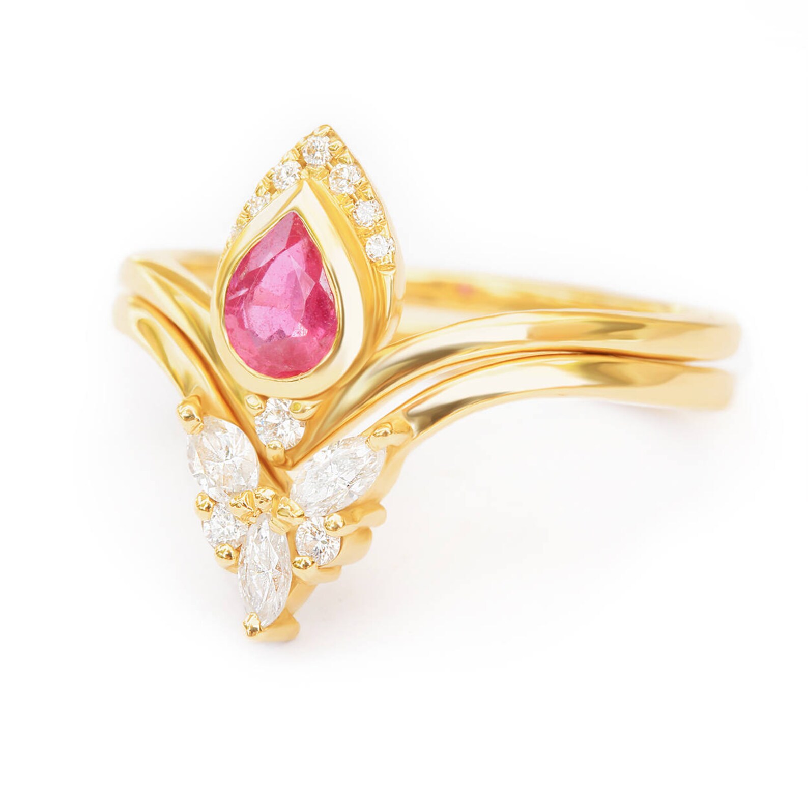 Unique Red Ruby Engagement Ring One of a Kind 14K Yellow - Etsy