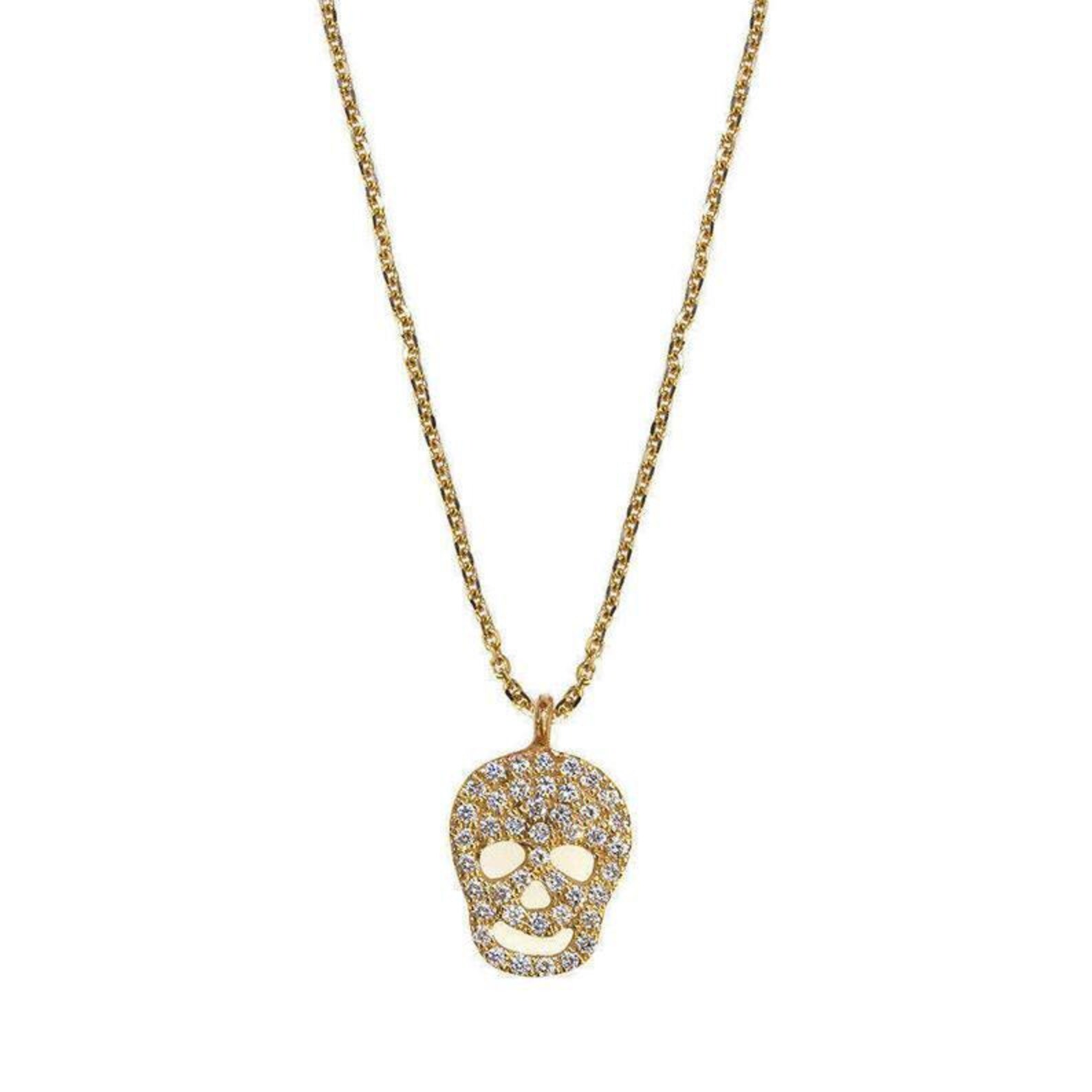 Unique Skull Gold Pendant Necklace for Halloween, Diamond Skull Pendant ...