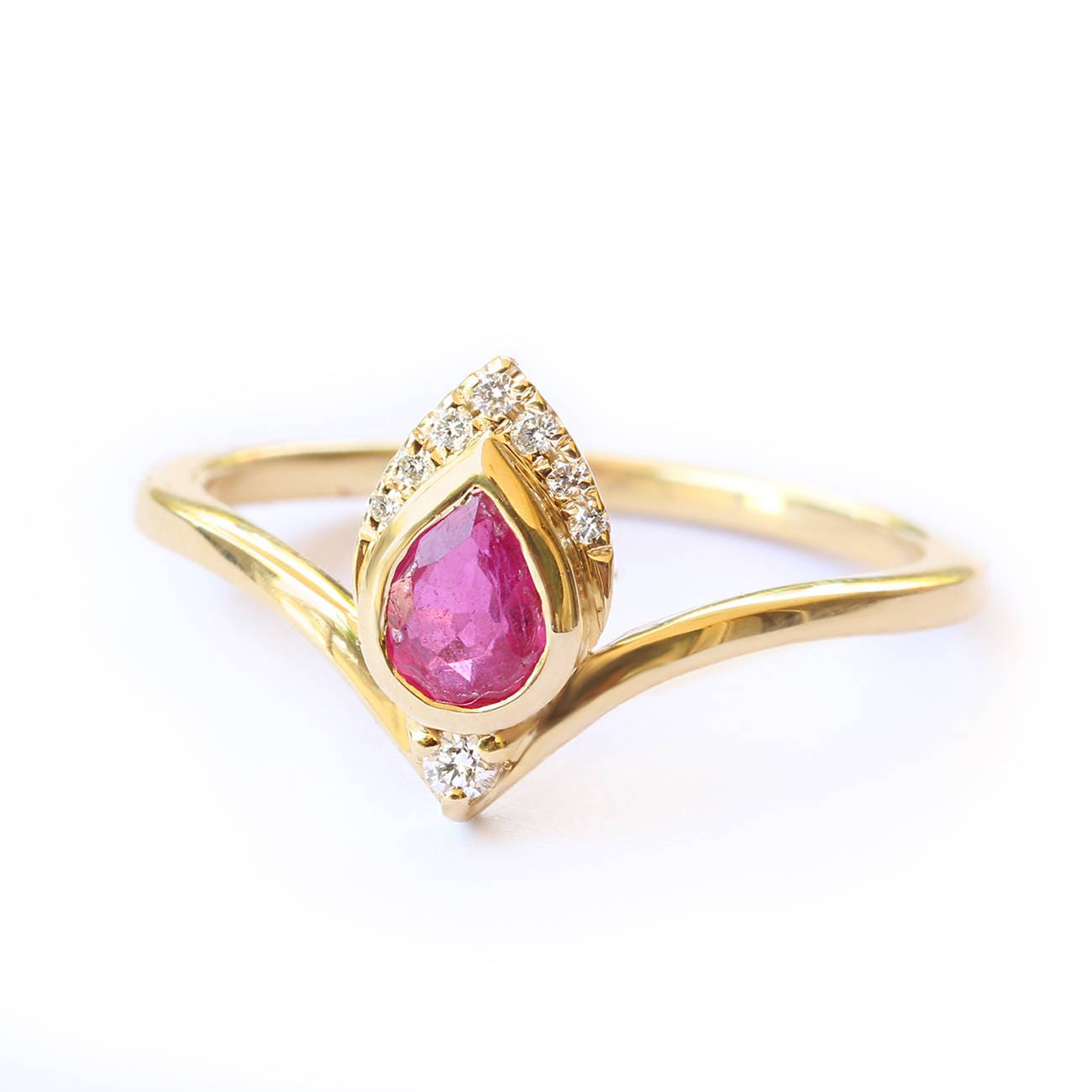 Unique Red Ruby Engagement Ring One of a Kind 14K Yellow - Etsy