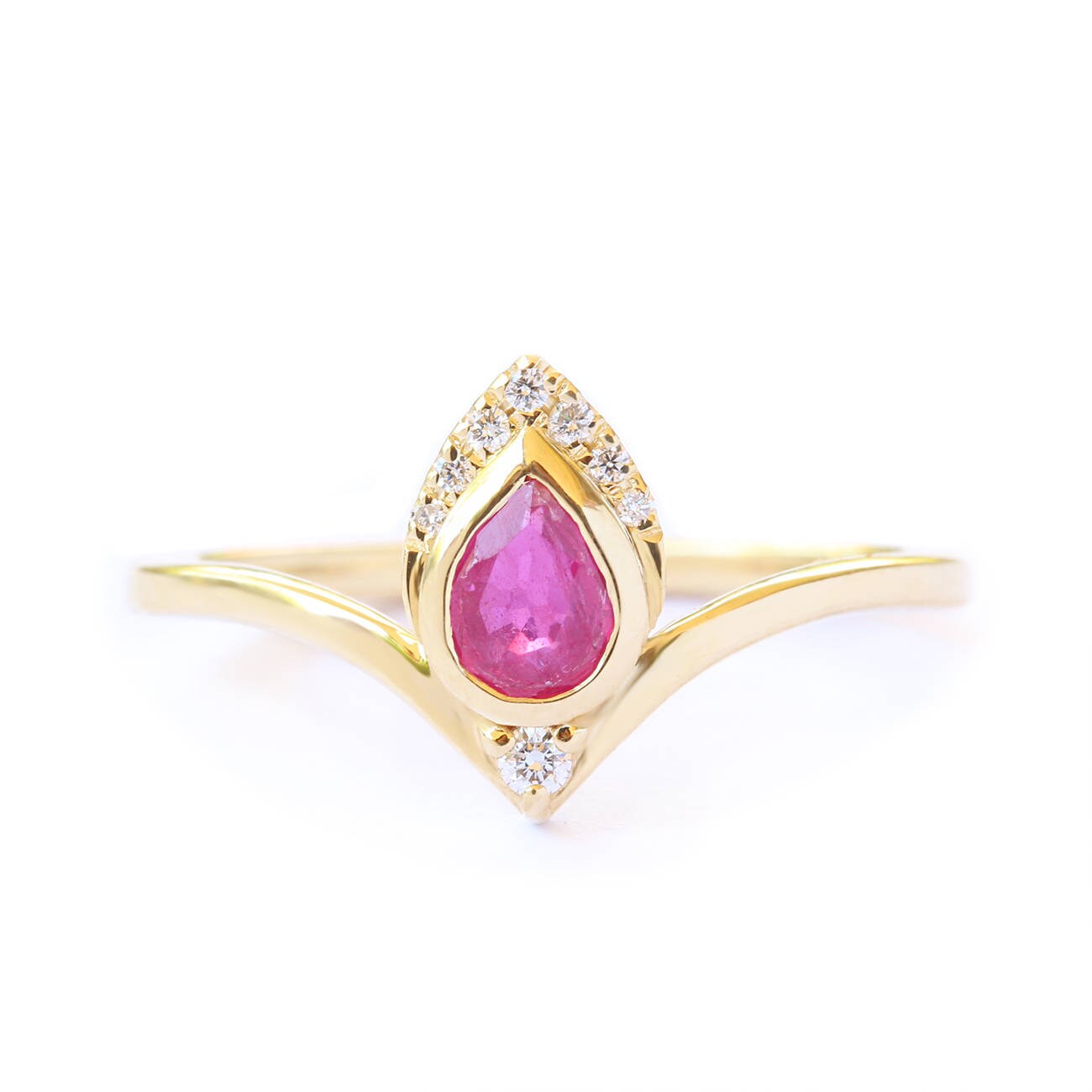 Unique Red Ruby Engagement Ring One of a Kind 14K Yellow - Etsy