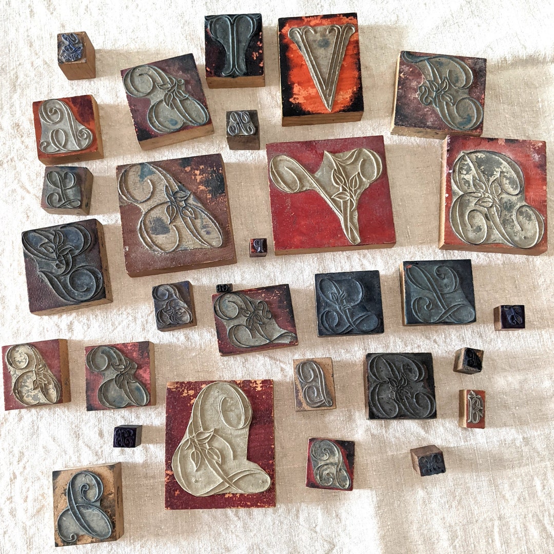 Vintage French Monogram Rubber Stamps, Initial Embroidery Blocks, Set ...