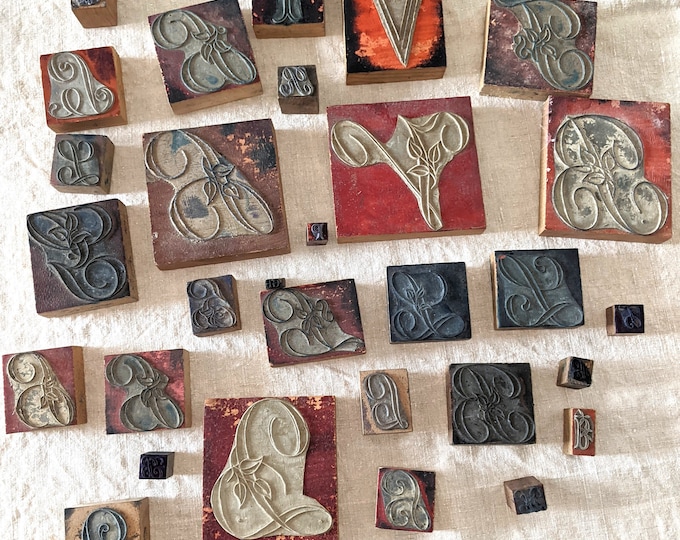 Vintage French Monogram Rubber Stamps, Initial Embroidery Blocks, Set ...