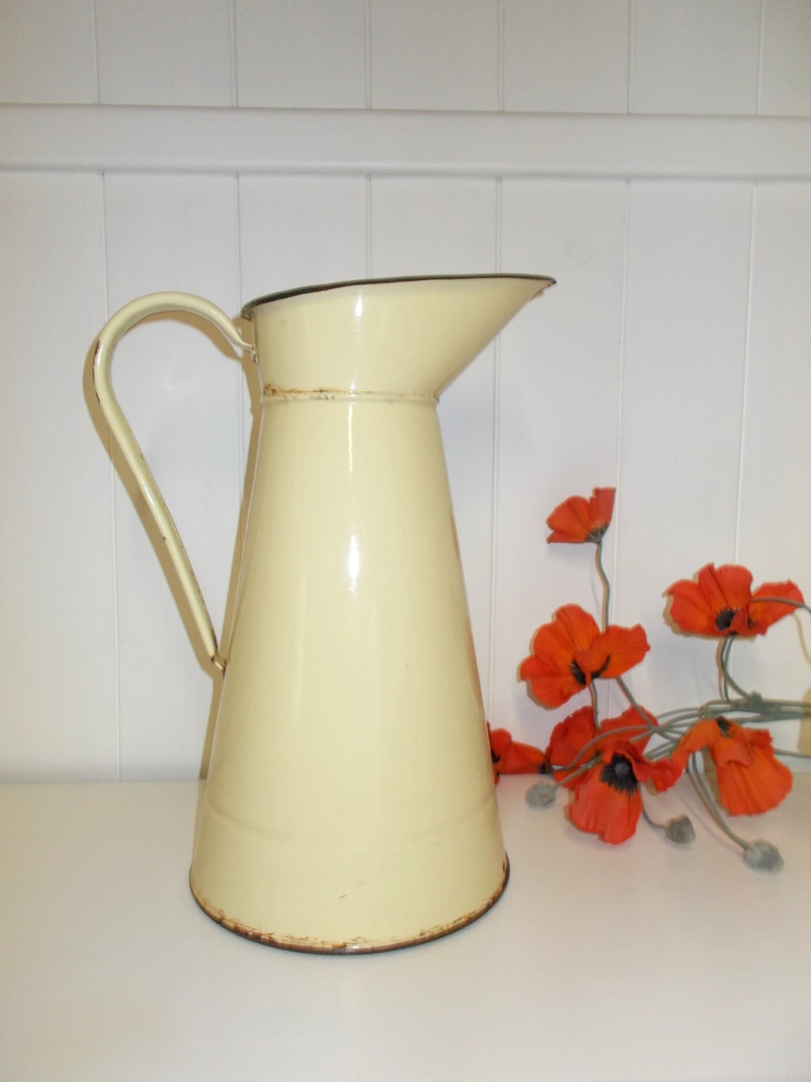 Vintage French Enamel Water Jug Pichet. French Enamel Water - Etsy