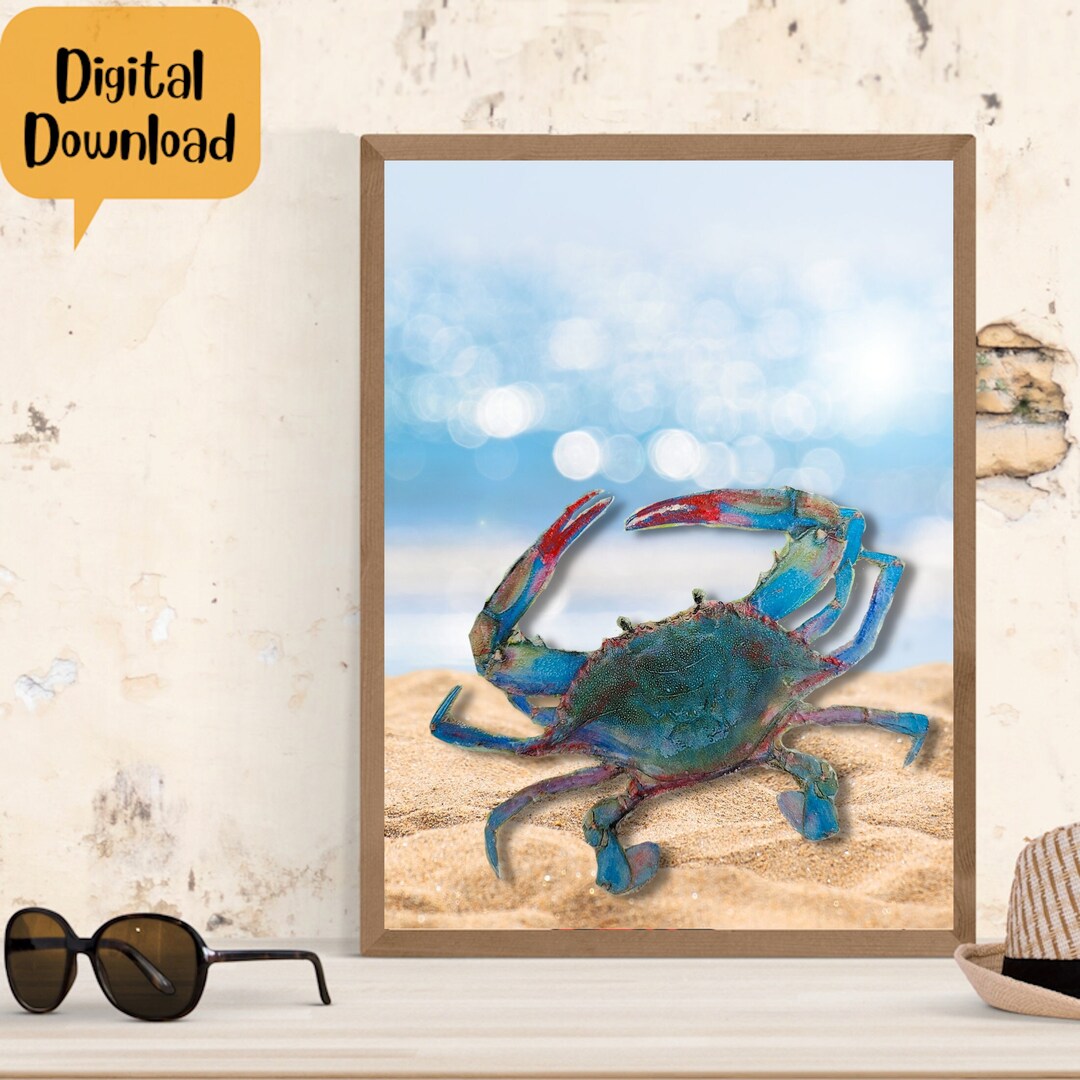 Digital Download Blue Crab Beach Wall Art Beach Art Ocean Wall Art ...