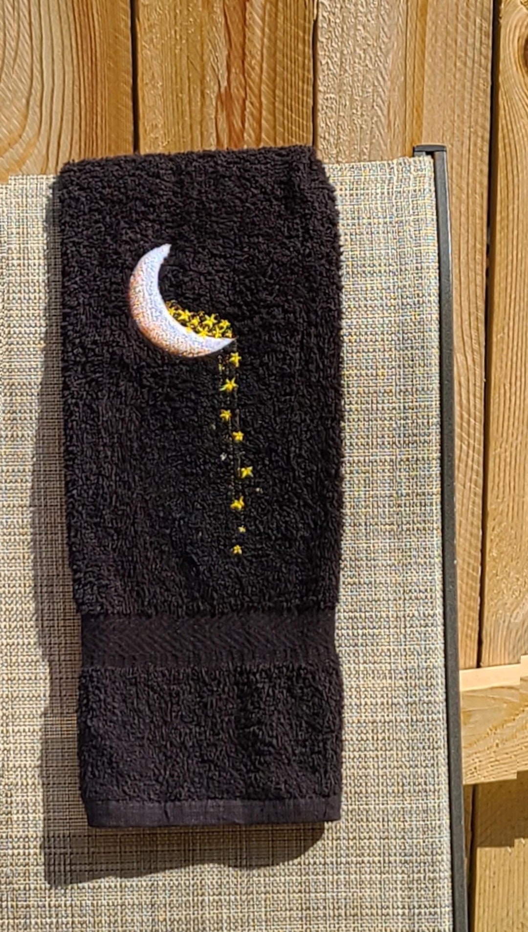 Moon & Stars Embroidery 100% Cotton Terry Cloth Hand Towel Gift Wedding ...