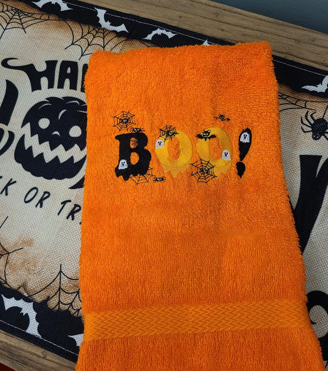 Vintage Halloween Embroidered Hand Towel: Cotton Terry Cloth, 16x27 - Etsy