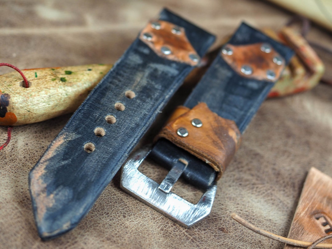 Tan Full Grain Leather Handmade Watch Strap/vintage Watch Strap/full ...