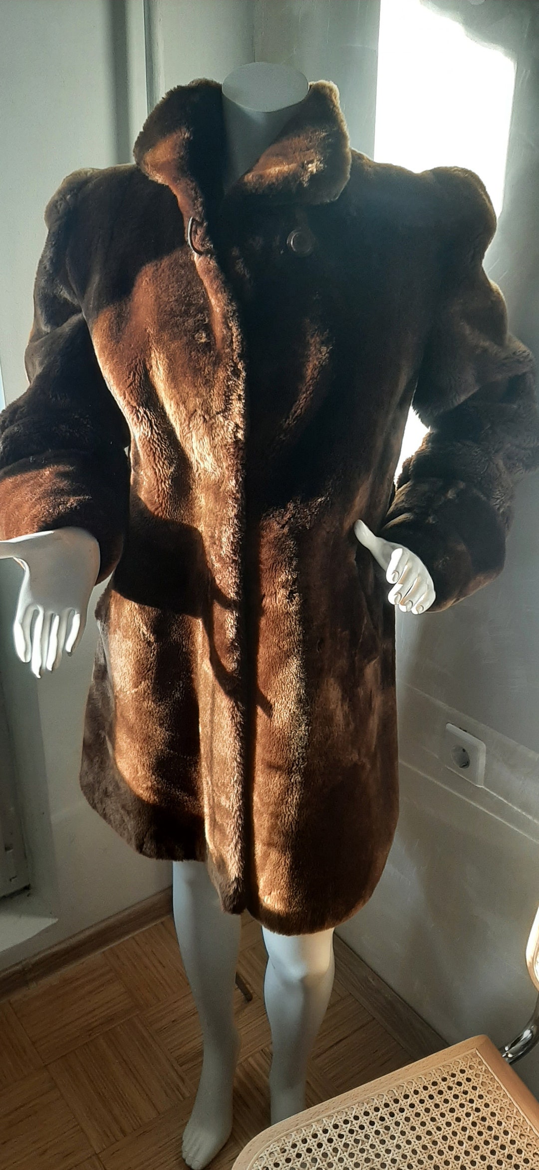 Nordic Lamb Mouton Caramel Mocha Brown Mutton Lamb Fur Coat Size M-L ...