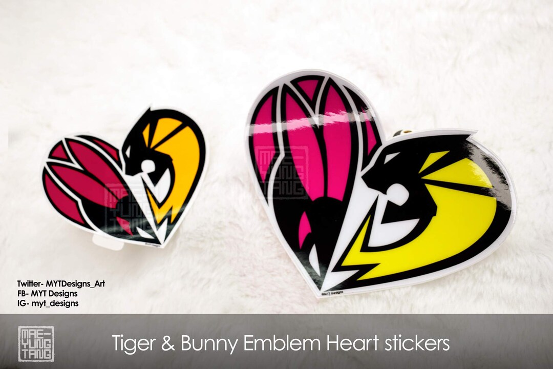 Tiger & Bunny Inspired Emblem Heart Weatherproof Vinyl Stickers | Car ...