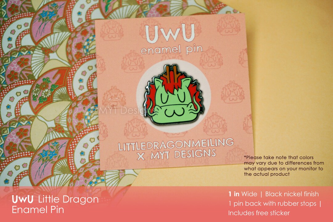 Uwu Dragon Enamel Pin Cute Hard Enamel Lapel Pin Badge Original Design ...