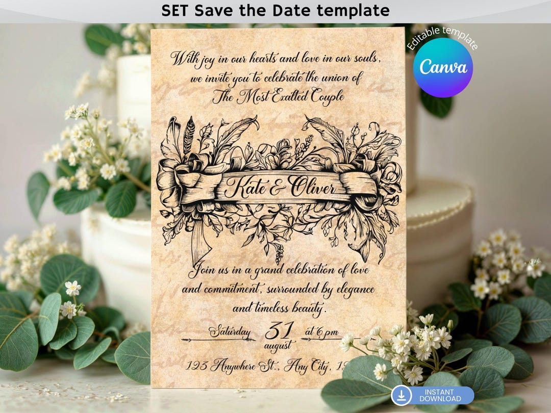 Baroque Wedding Invitation - Vintage Invitation - Retro Chic Invitation ...