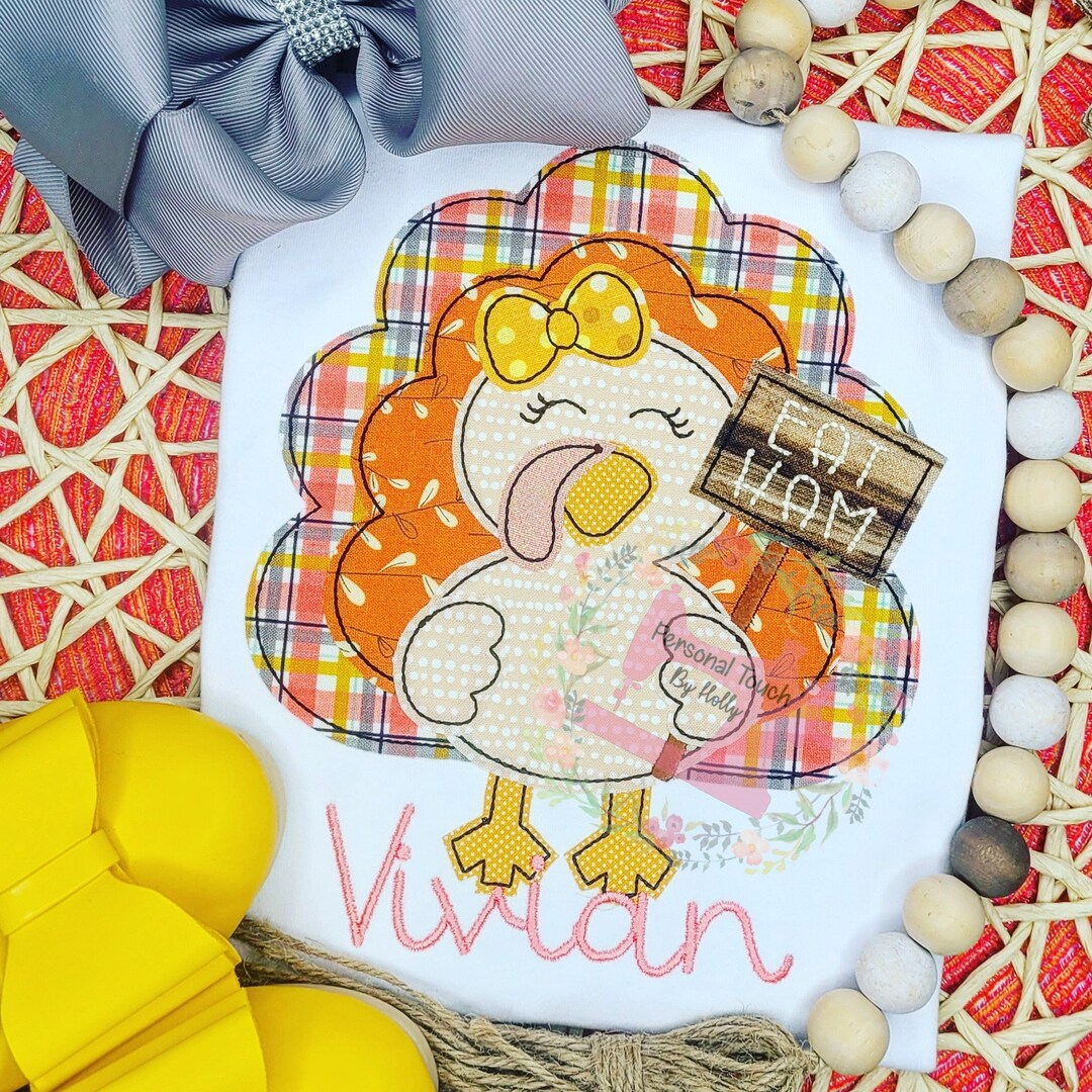 Girl Turkey Applique Shirt Thanksgiving Shirt Girls Shirt - Etsy