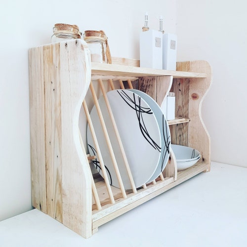 Plate Rack Wall Mounted or Counter Top Wooden Double Rack Will - Etsy