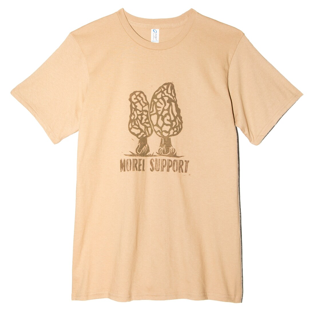 Morel Support Hand-carved Block-printed Tan Unisex T-shirt - Etsy