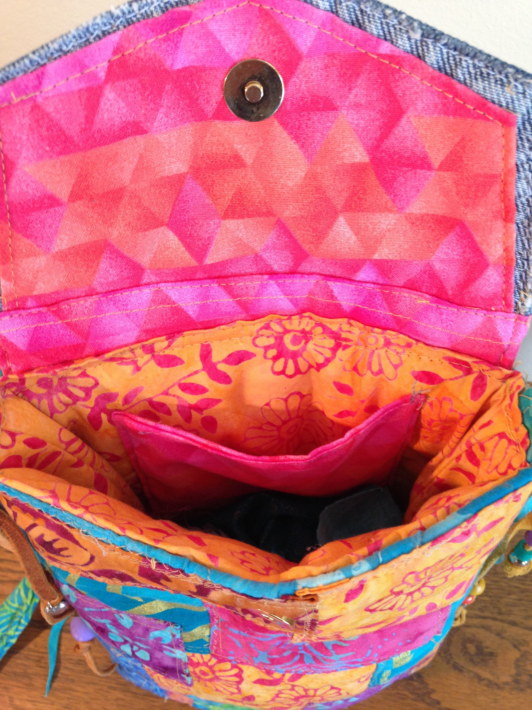 Festival Batik Fabric Crossbody Bag, Patchwork Fabric Handbag, Denim ...