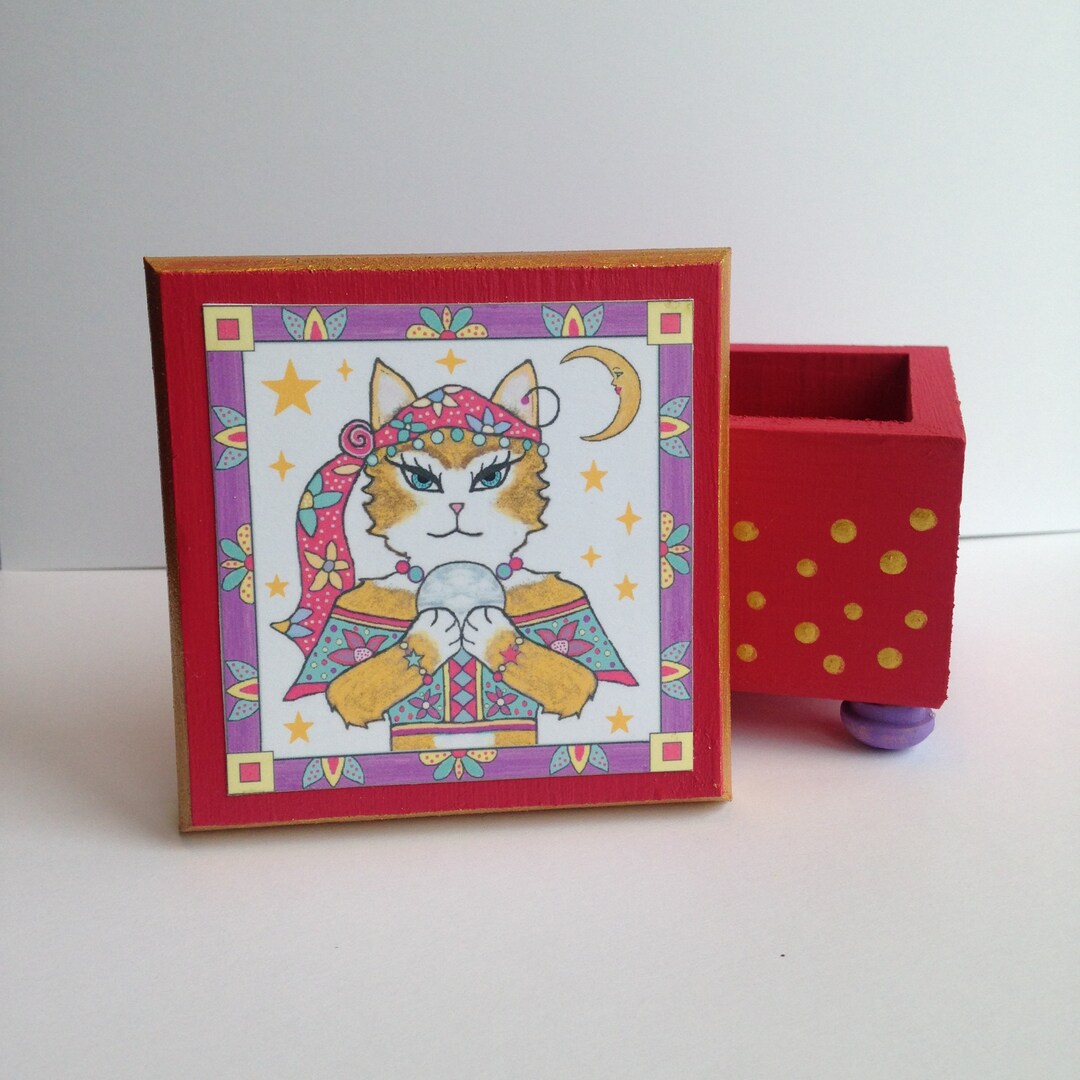 Gypsy Trinket Box Gypsy Cat Jewelry Box Cat Trinket Box Cat Keepsake ...