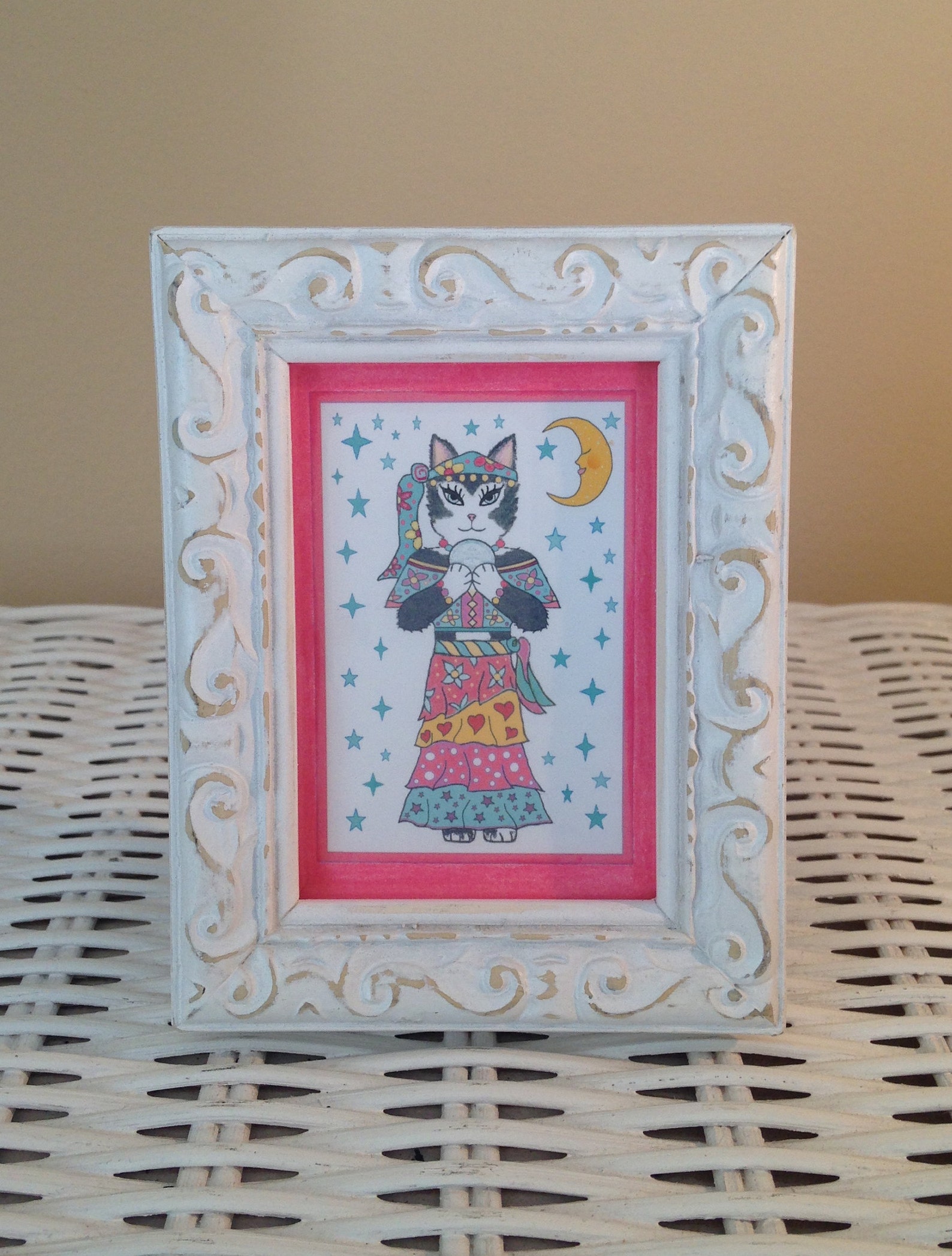 Fortune Telling Cat - Crystal Ball Fortune Telling Cat Picture - Framed ...