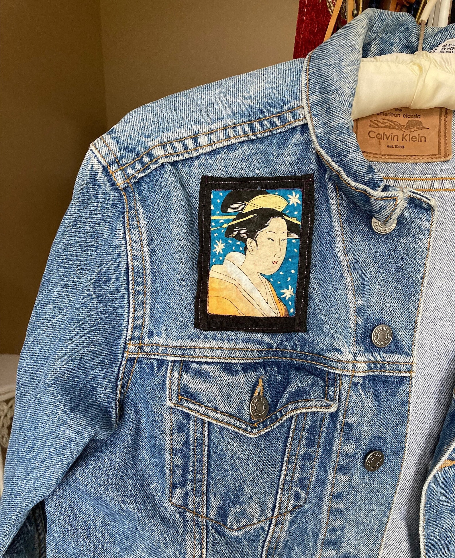 Denim Jean Patch, Hand Embroidered Patch, Sew on Patch, Visible Mending ...