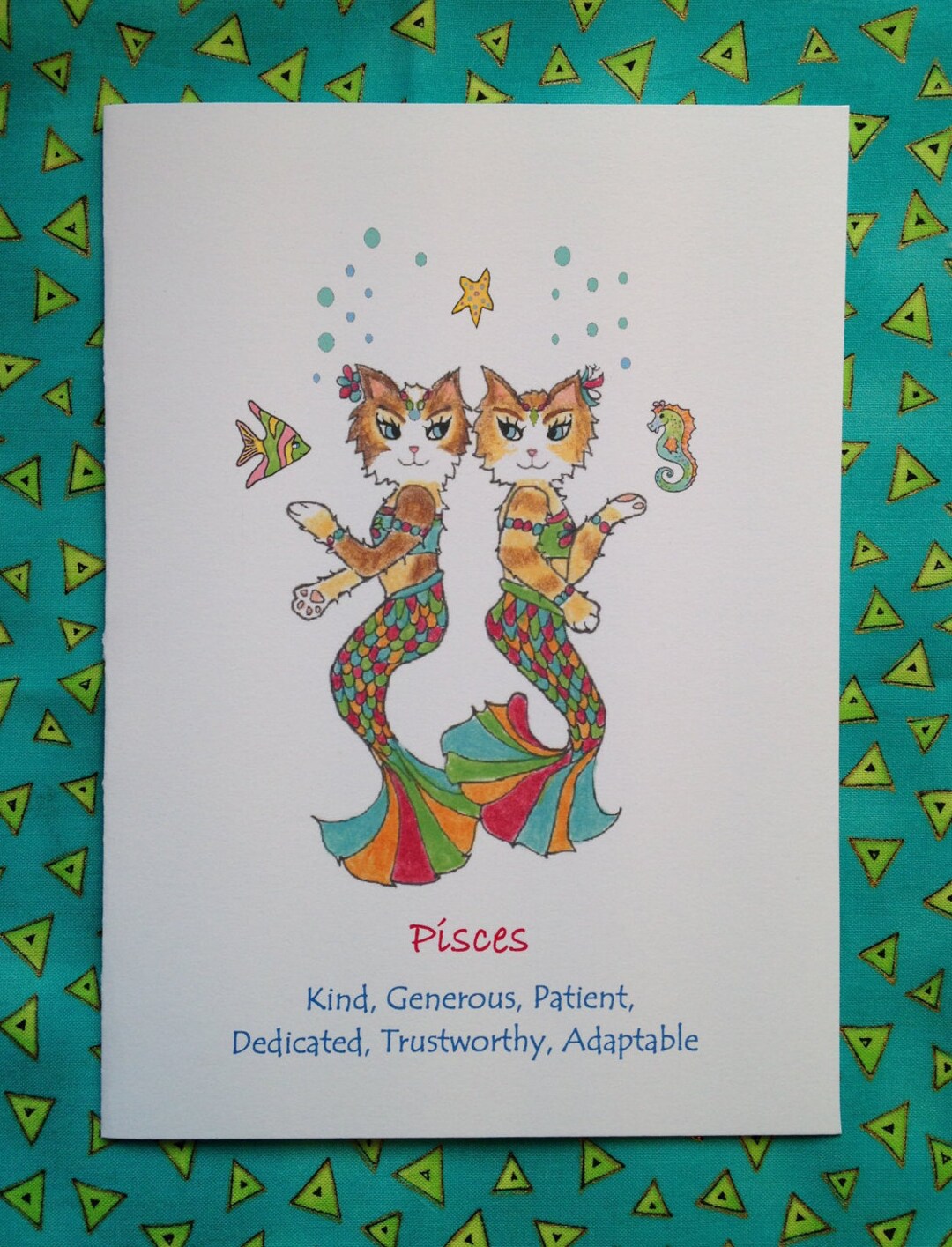 Pisces Cat Greeting Card - Zodiac Pisces Cat - Cat Astrology Card ...