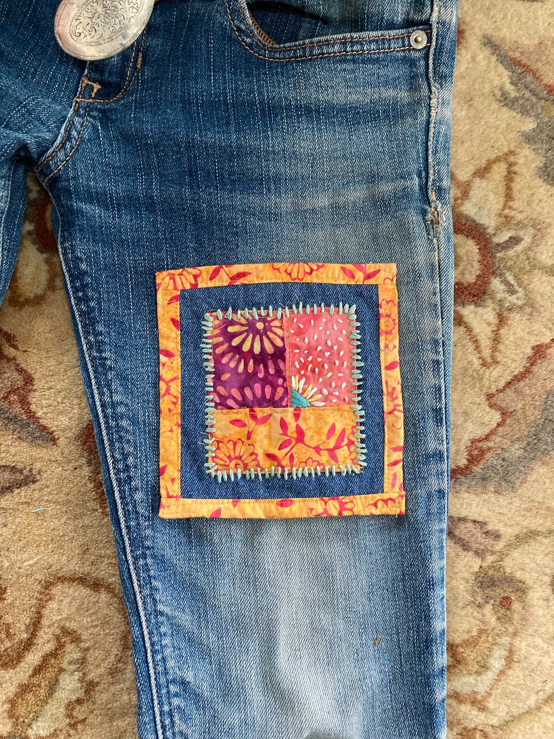 Denim Patch, Slow Stitch Shashiko Patch, Denim Sew on Patch, Boro Patch ...