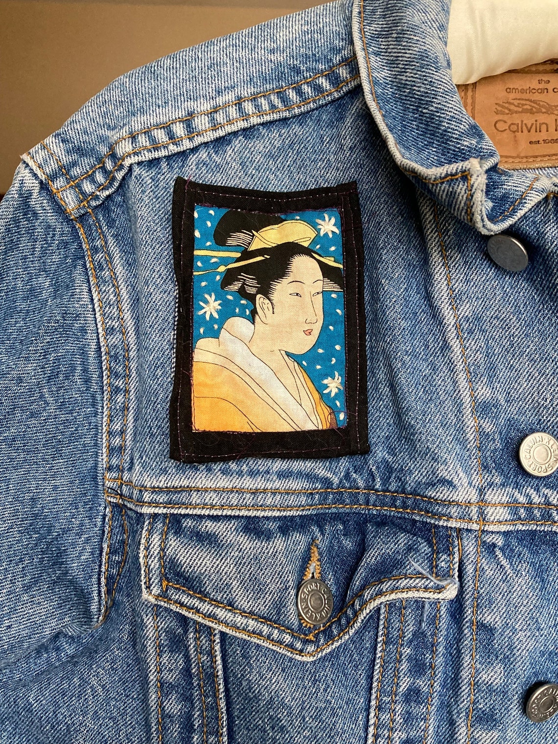 Denim Jean Patch, Hand Embroidered Patch, Sew on Patch, Visible Mending ...