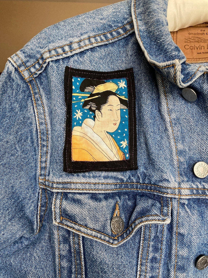 Denim Jean Patch, Hand Embroidered Patch, Sew on Patch, Visible Mending ...