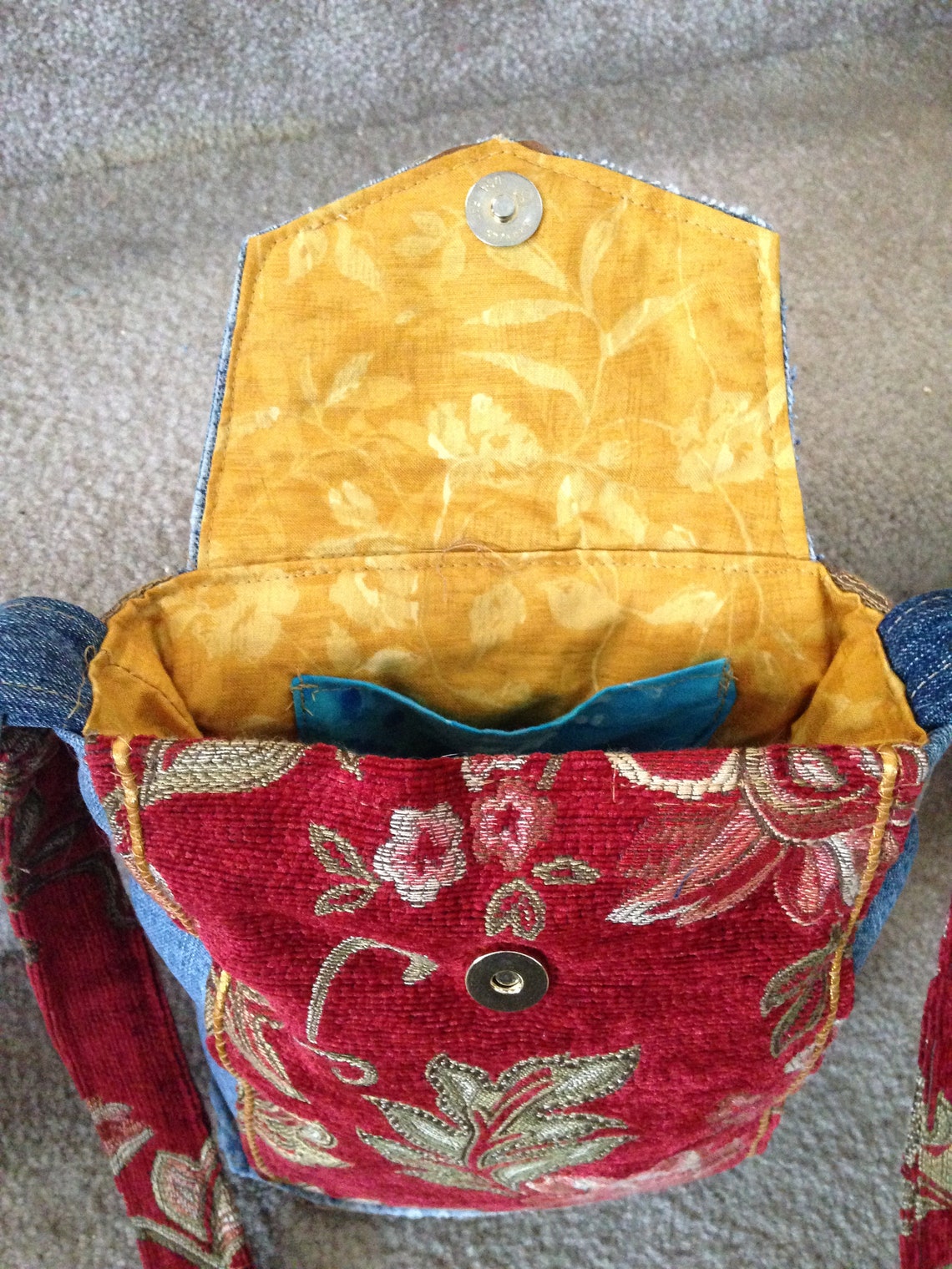 Tapestry and Denim Shoulder Bag, Handmade Tapestry Handbag - Etsy