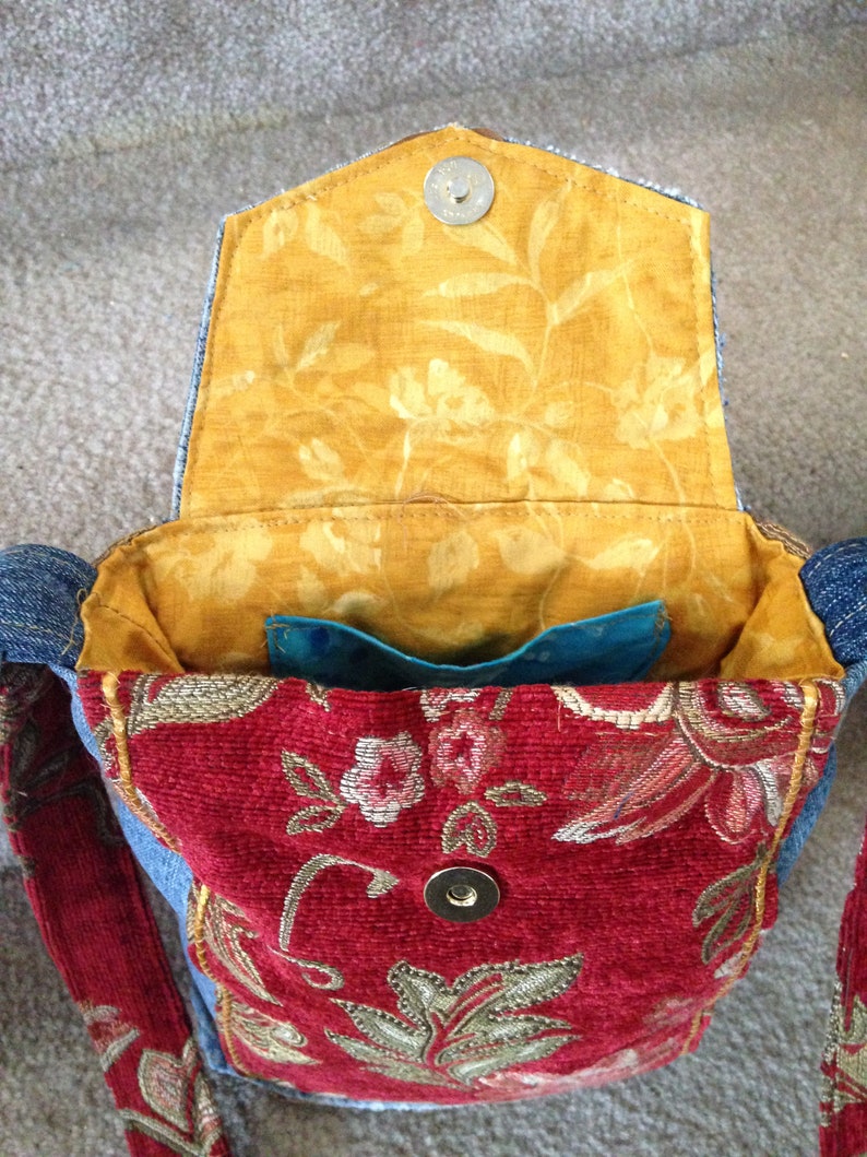 Tapestry and Denim Shoulder Bag, Handmade Tapestry Handbag - Etsy