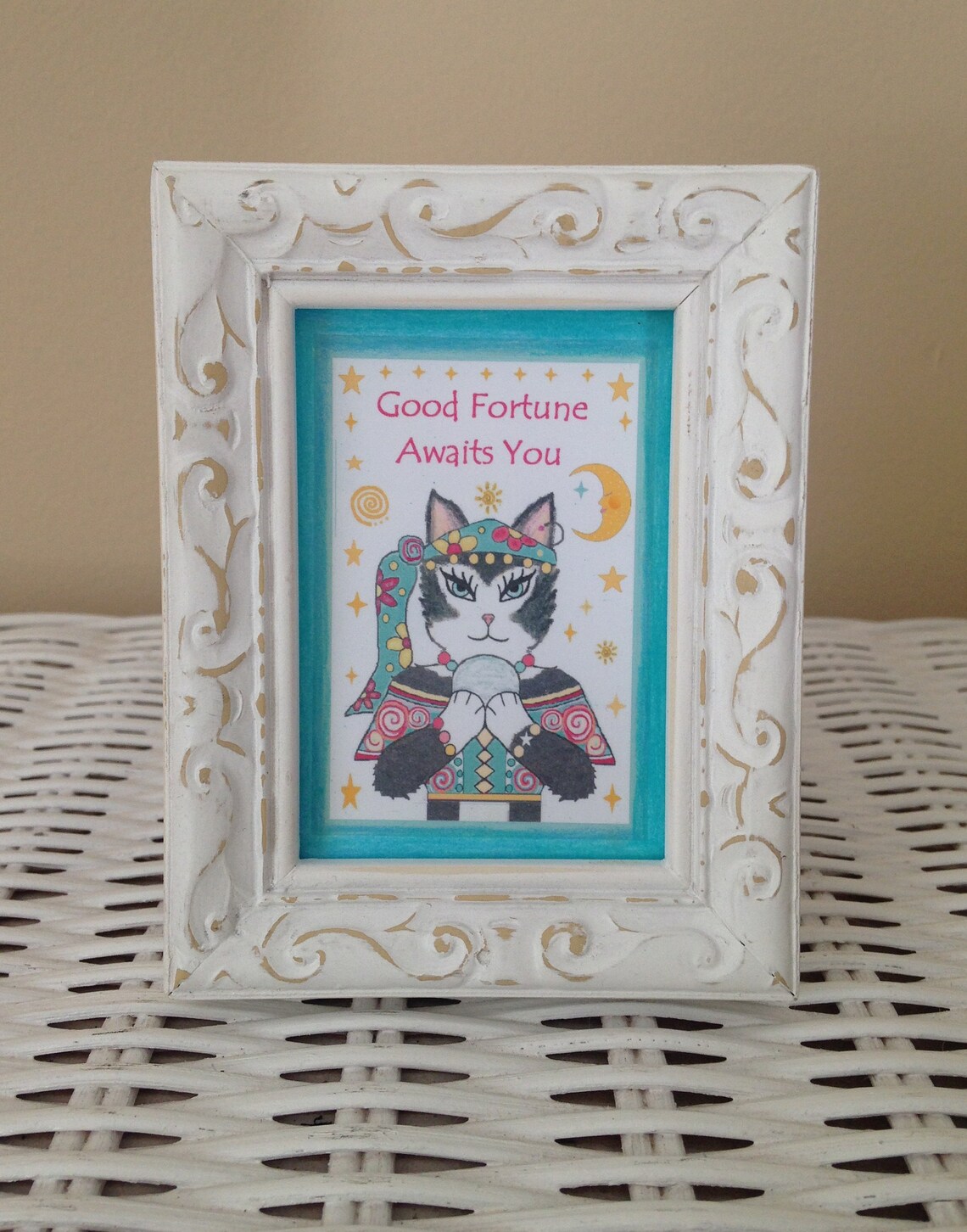 Fortune Telling Cat - Crystal Ball Fortune Telling Cat Picture - Framed ...