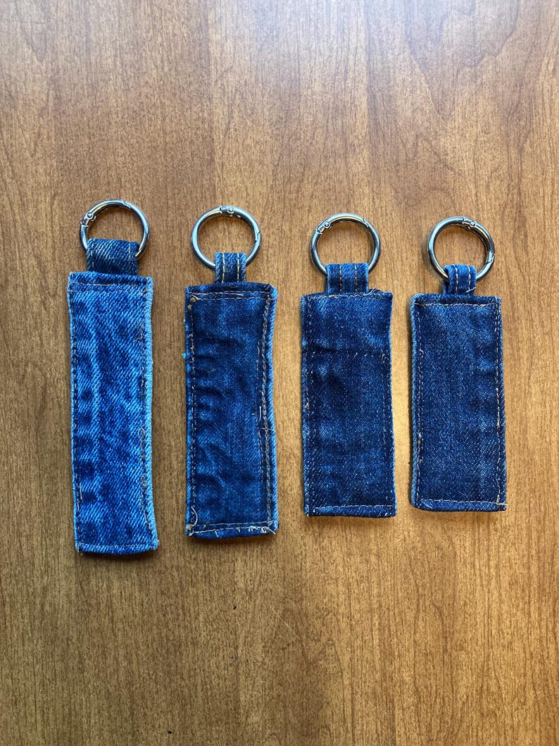 Upcycled Denim Embroidered Key Strap, Black Cat Key Ring - Etsy
