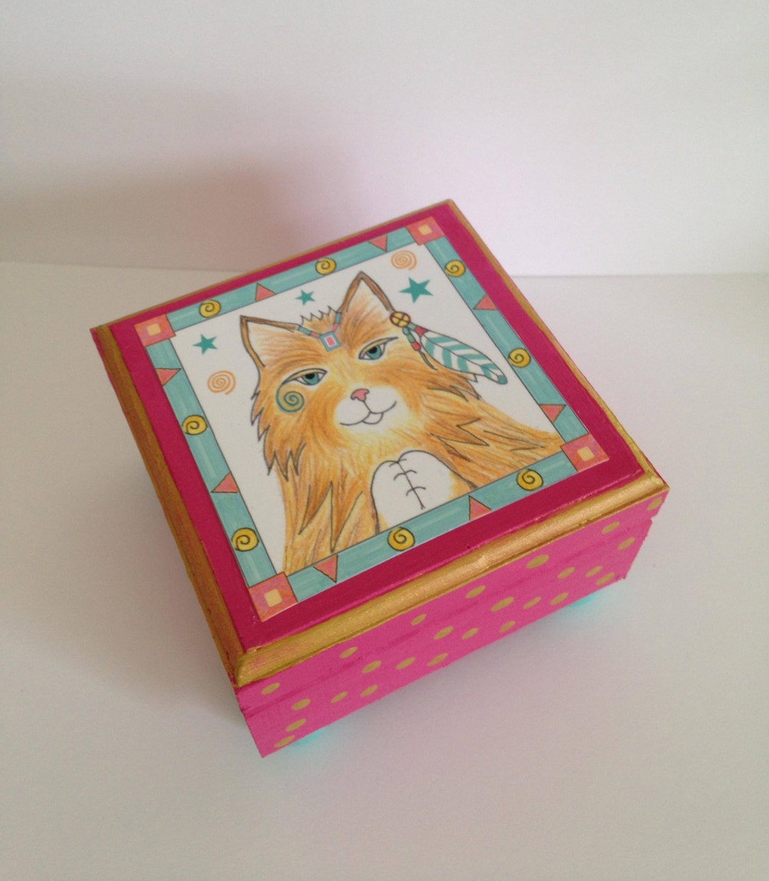 Cat Jewelry Box- Whimsical Trinket Box - Handmade Cat Keepsake Box ...