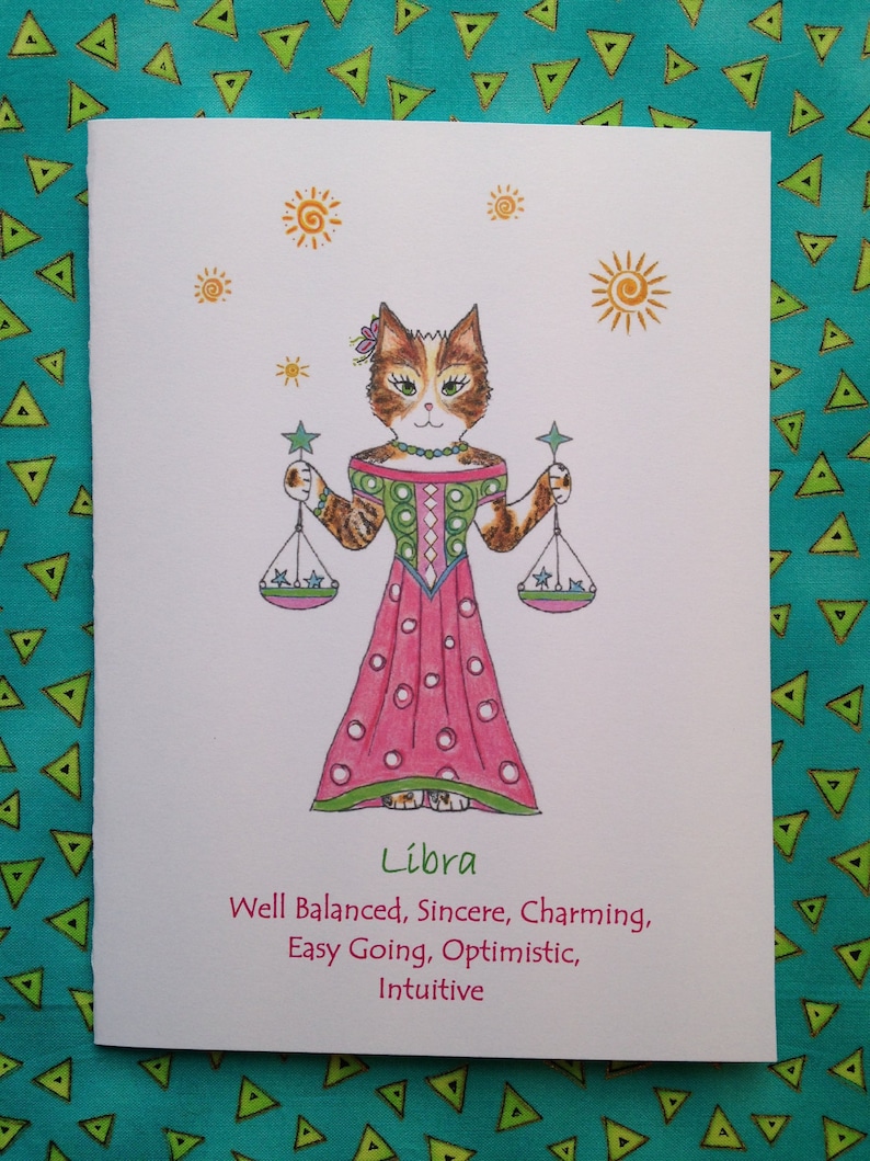 Libra Kitty Greeting Card - Astrology Libra Cat Card - Zodiac Cat Libra ...