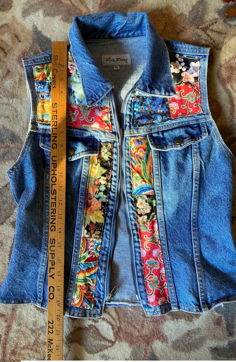 Upcycled Embellished Denim Vest - Etsy