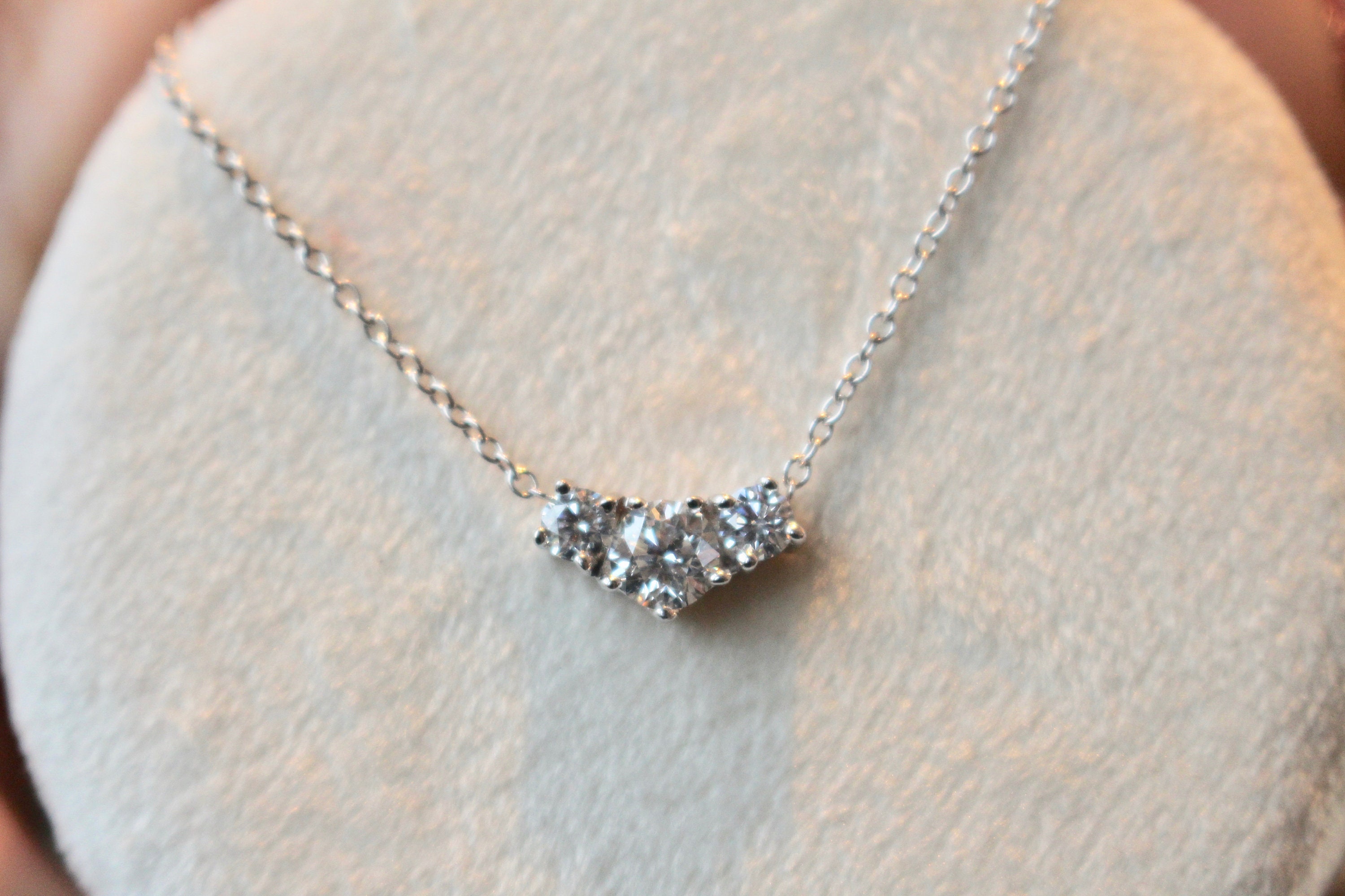3 Stone Natural Round Brilliant Cut Diamond Pendant - Etsy
