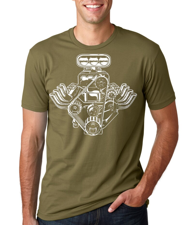 Engine T-shirt Muscle Car Motor Pistons Body Shop Mechanic | Etsy