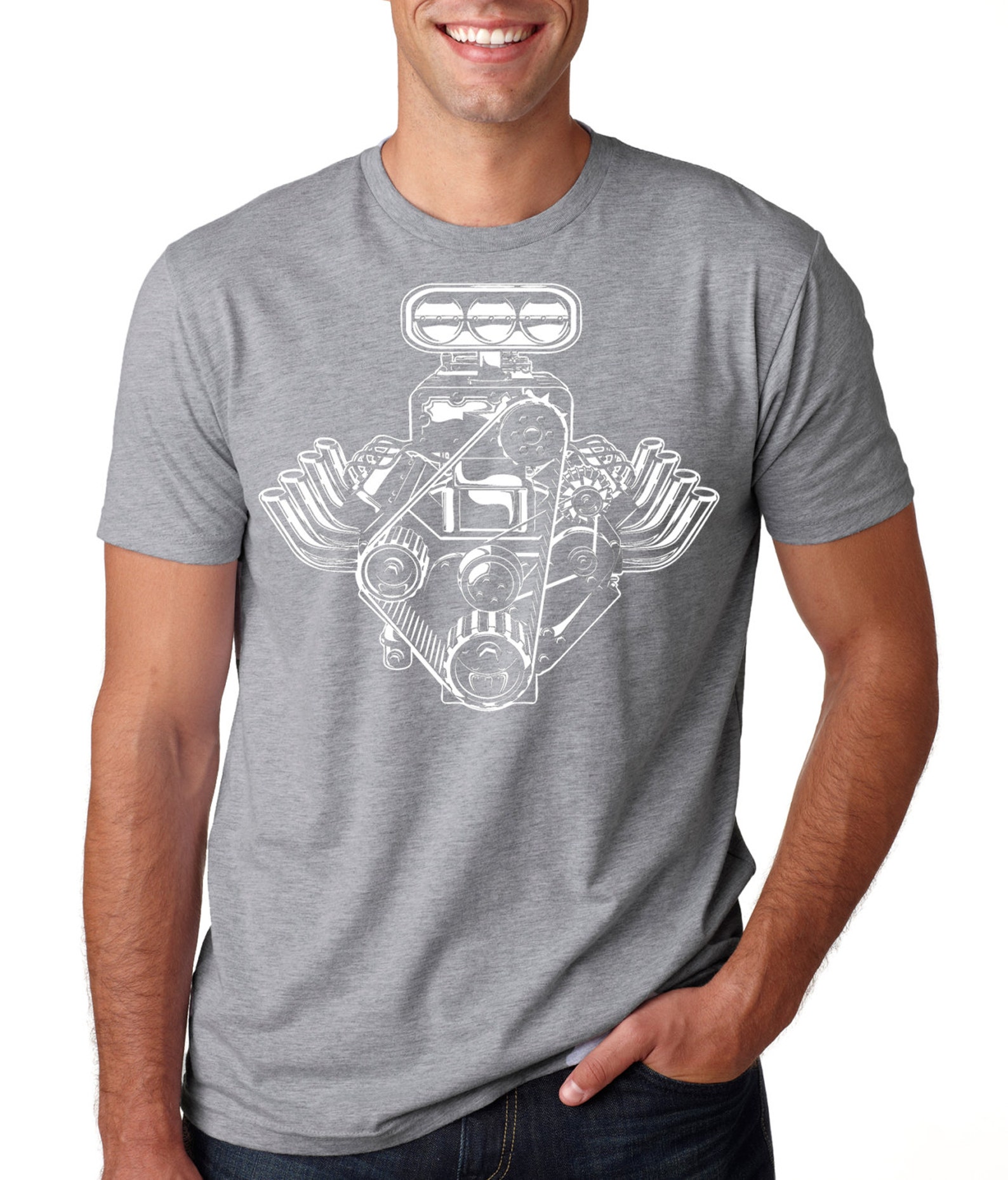 Engine T-shirt Muscle Car Motor Pistons Body Shop Mechanic | Etsy