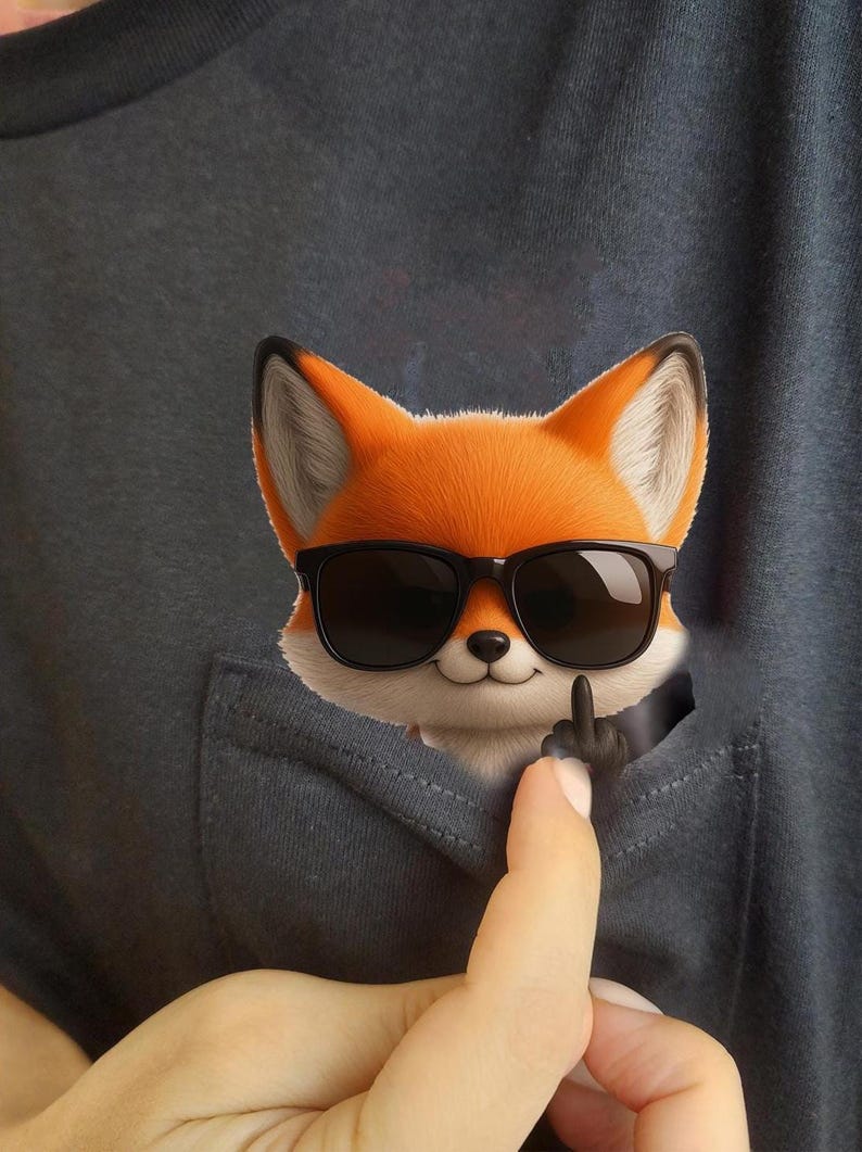 Fox Hidden Middle Finger Pocket – Funny Fox Print – Fox Lover T-shirt ...
