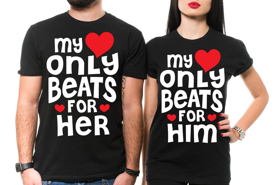 Couple Matching T-shirts My Heart Beats Only for Stylish Couple Shirts ...