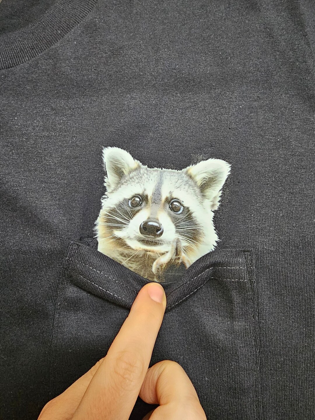 Raccoon Hidden Middle Finger Humor Pocket Funny Raccoon Print Raccoon T ...