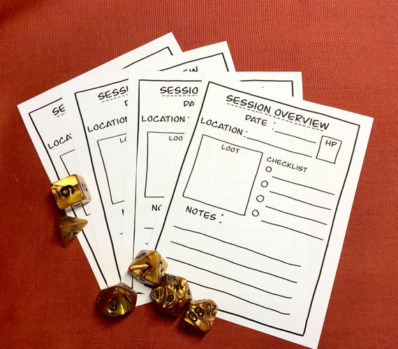 Dnd Session Overview Printable Notecards Dnd Dungeons and - Etsy