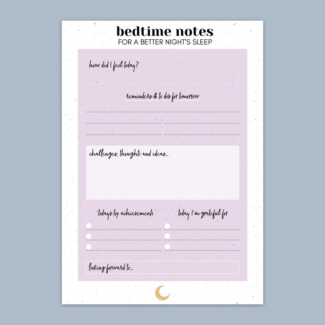 A6 Bedtime Notes | Night Journal Notepad | Reflection | Worry Book ...