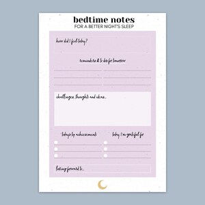 A6 Bedtime Notes Night Journal Notepad Reflection Worry - Etsy