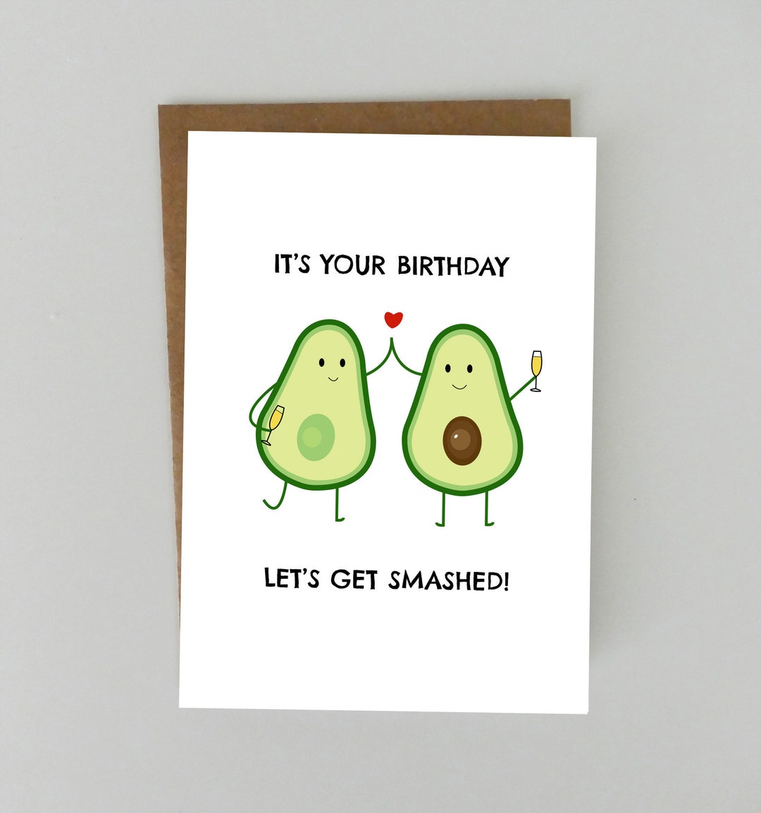 Let's Get Smashed Happy Birthday Greeting Card - Avocado Pun, for ...