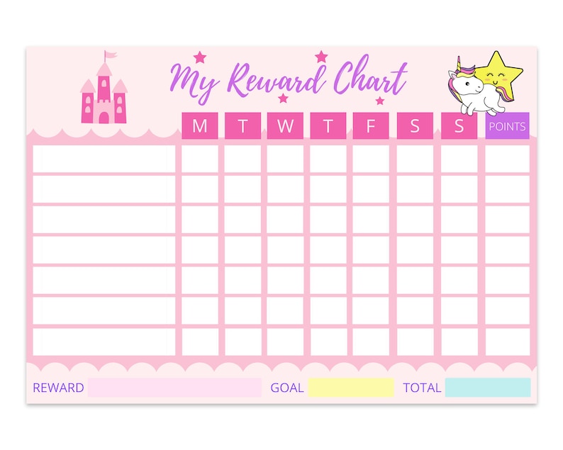 Printable Unicorn Reward Chart Personalised Children's | Etsy