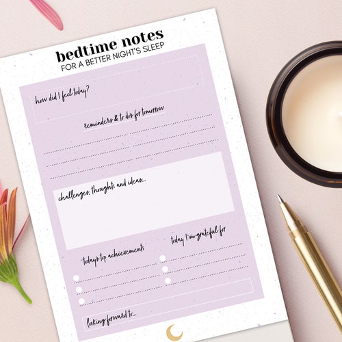 A6 Bedtime Notes Night Journal Notepad Reflection Worry - Etsy