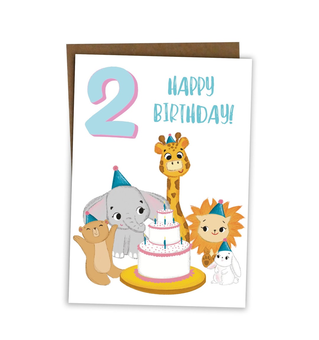2nd Birthday Card - Second Birthday Card - Age 2 Birthday Cards for ...