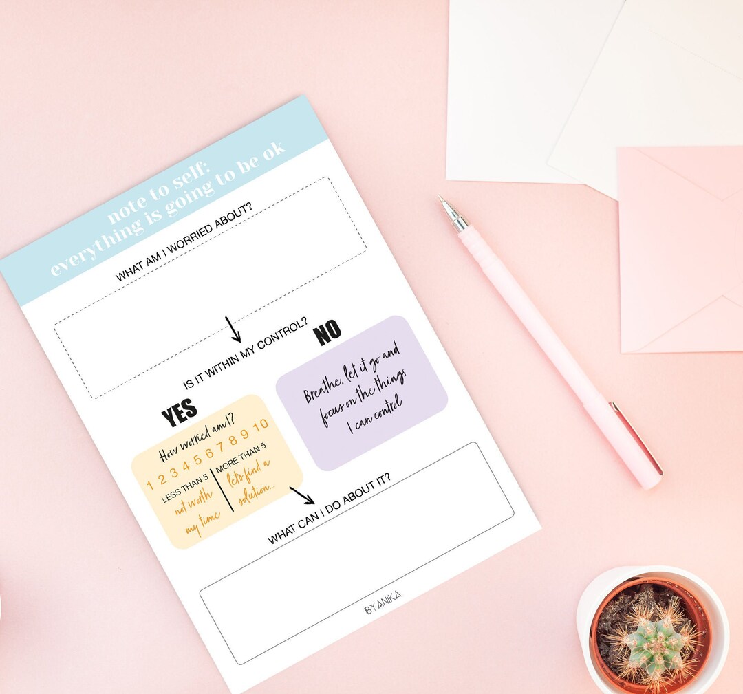 A6 Mini Anxiety Relief Notepad Worry Pad Mindfulness Journal Self Care ...