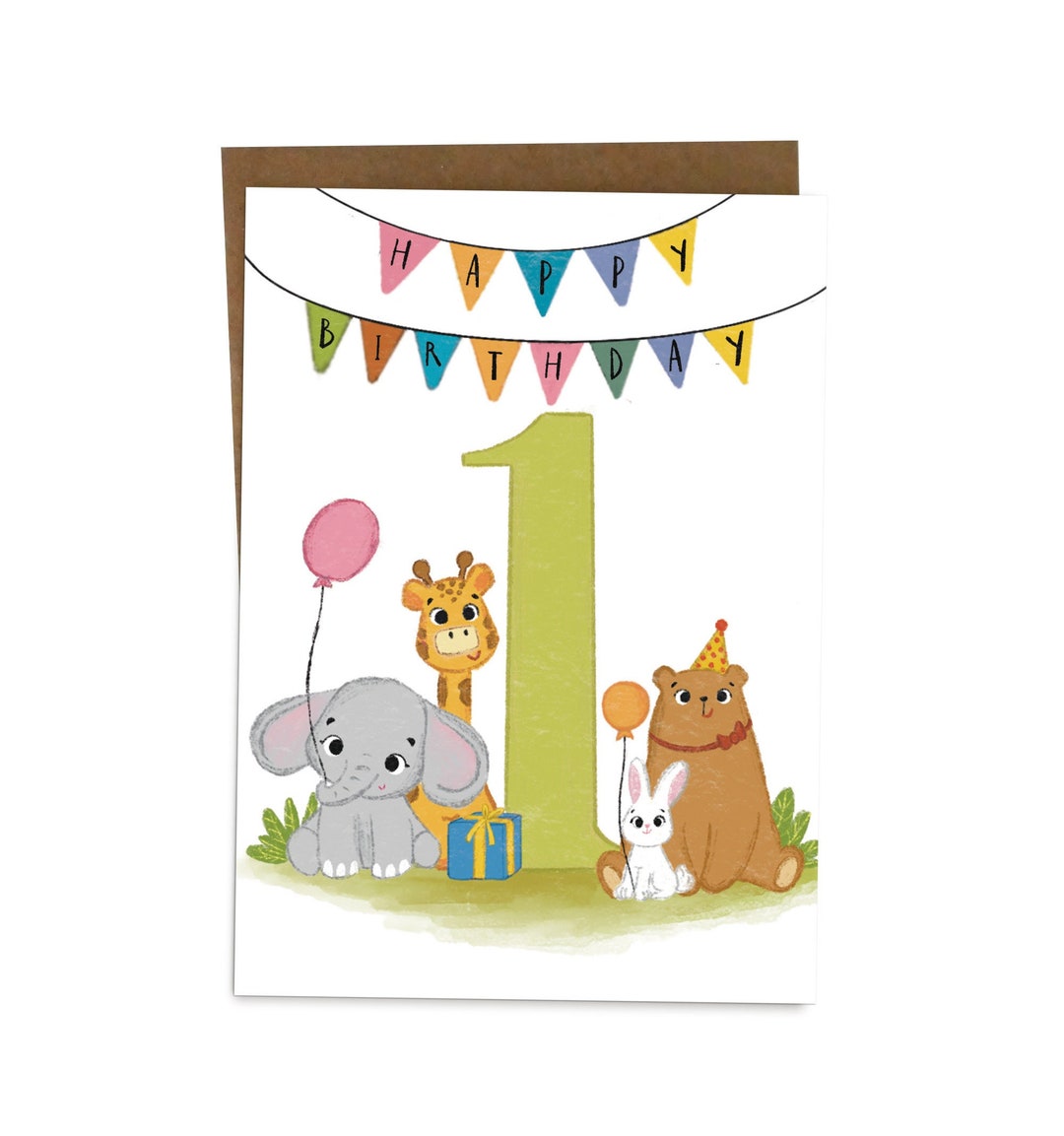 Happy 1st Birthday Card Age 1 Birthday Card for One Year Old for Boy or ...