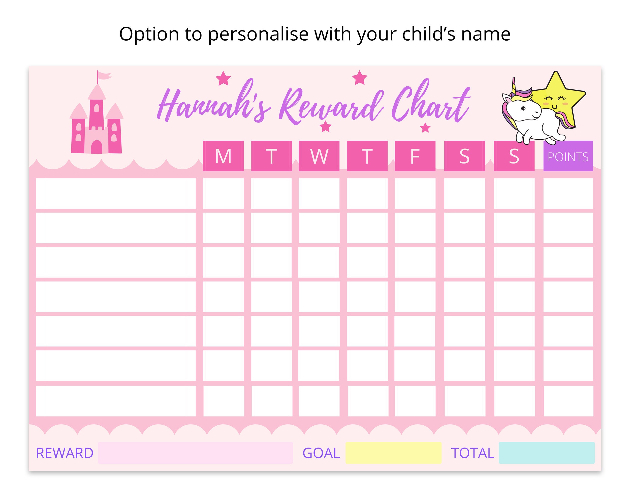 Printable Unicorn Reward Chart Personalised Children's - Etsy UK